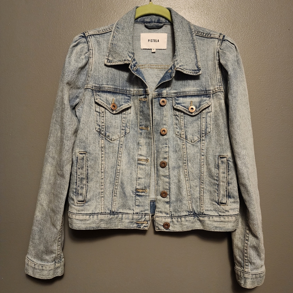 Pistola Puff Shoulder Denim Jacket Size Small - Gem